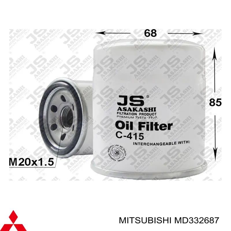MD 332687 MITSUBISHI Filtro de aceite
