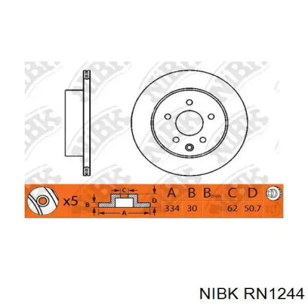 RN1244 Nibk disco de freno delantero