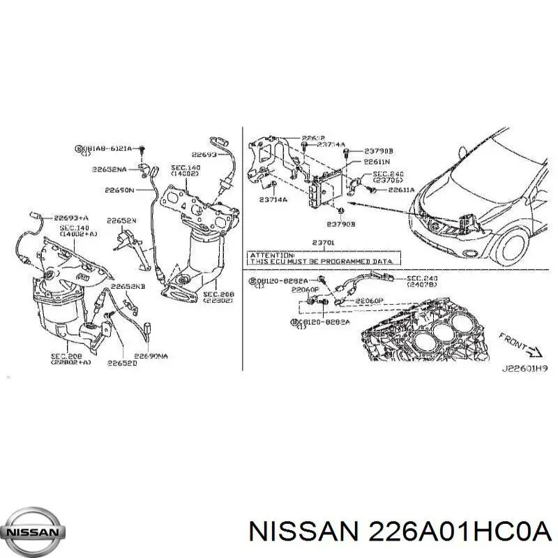 226A01HC0A Nissan sonda lambda sensor de oxigeno post catalizador