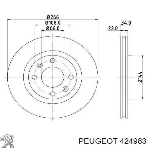 424983 PEUGEOT/CITROEN Disco de freno delantero