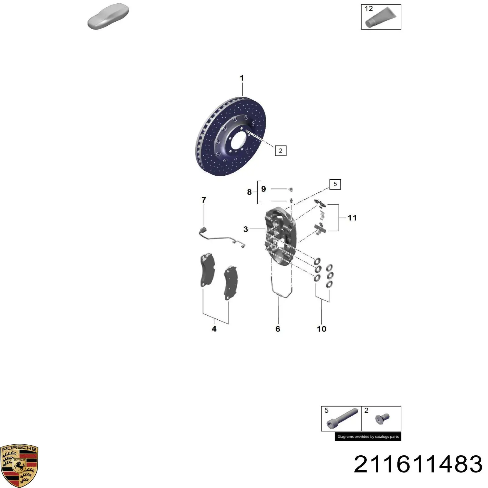 211611483 Porsche juego de reparación, pinza de freno delantero