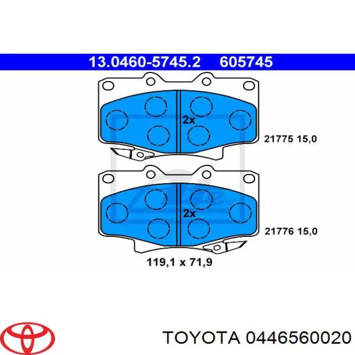 0446560020 TOYOTA Pastillas de freno delanteras
