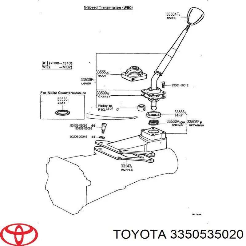 3350535020 Toyota manguito de cambio de marcha (palanca selectora)