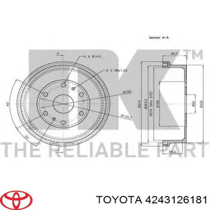 4243126181 TOYOTA freno de tambor trasero