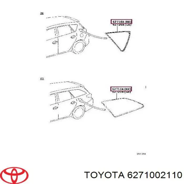 6271002110 TOYOTA ventanilla costado superior derecha (lado maletero)