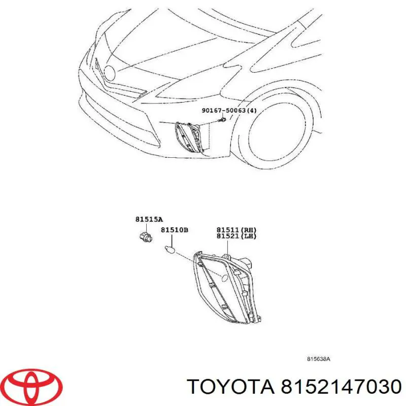 8152147030 TOYOTA piloto intermitente, parachoques, izquierdo