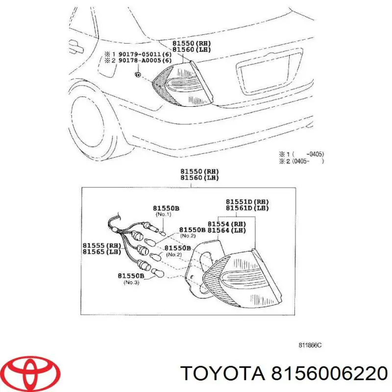 8156006220 Toyota piloto posterior derecho