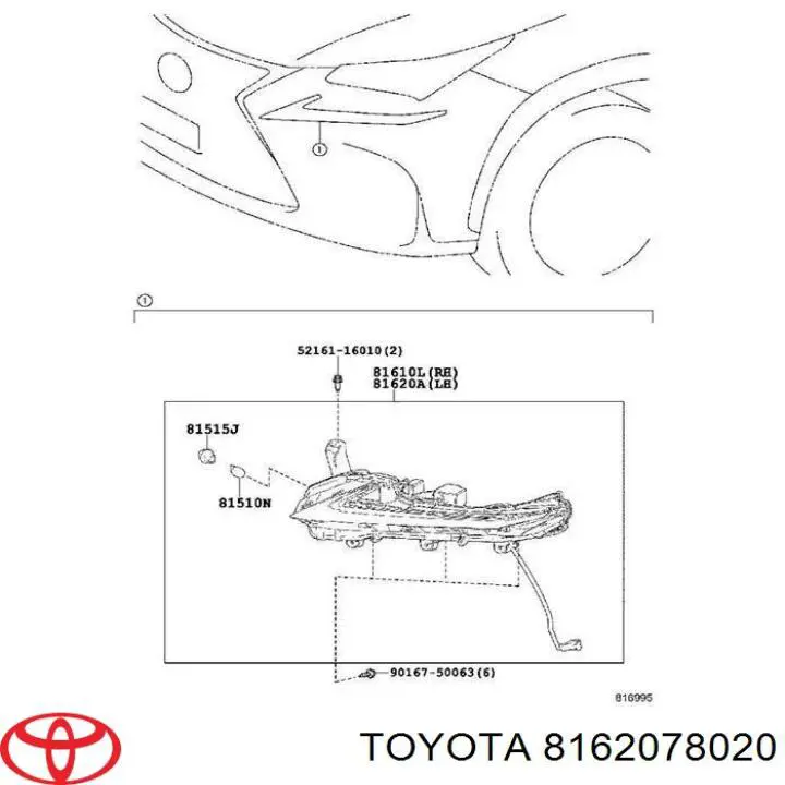 8162078020 TOYOTA luz diurna izquierda