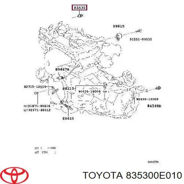 835300E010 Toyota indicador, presión del aceite