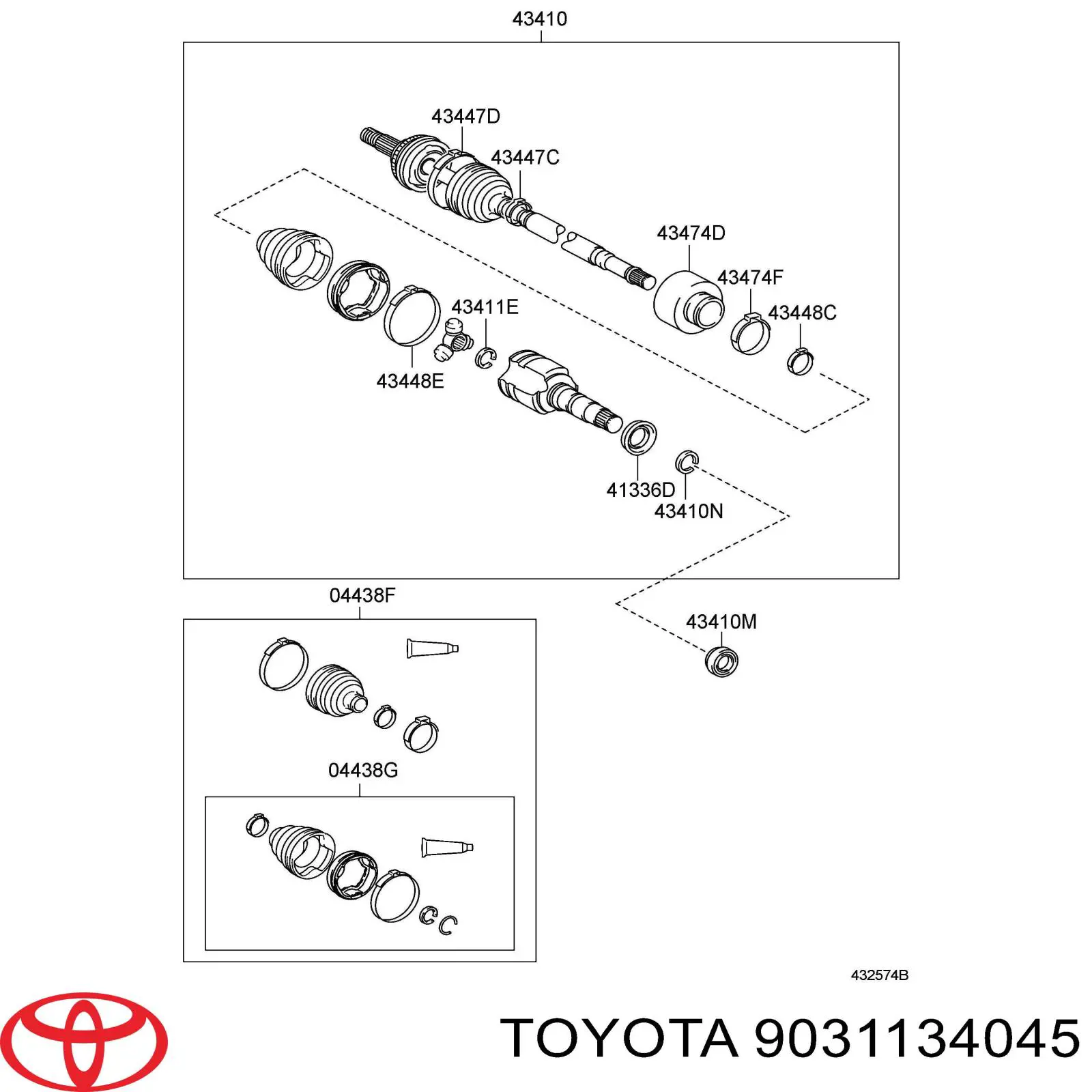 9031134045 Toyota anillo retén de semieje, eje delantero, derecho