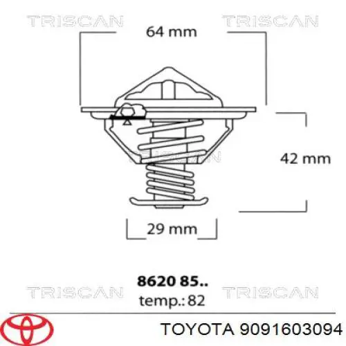 9091603094 Toyota termostato