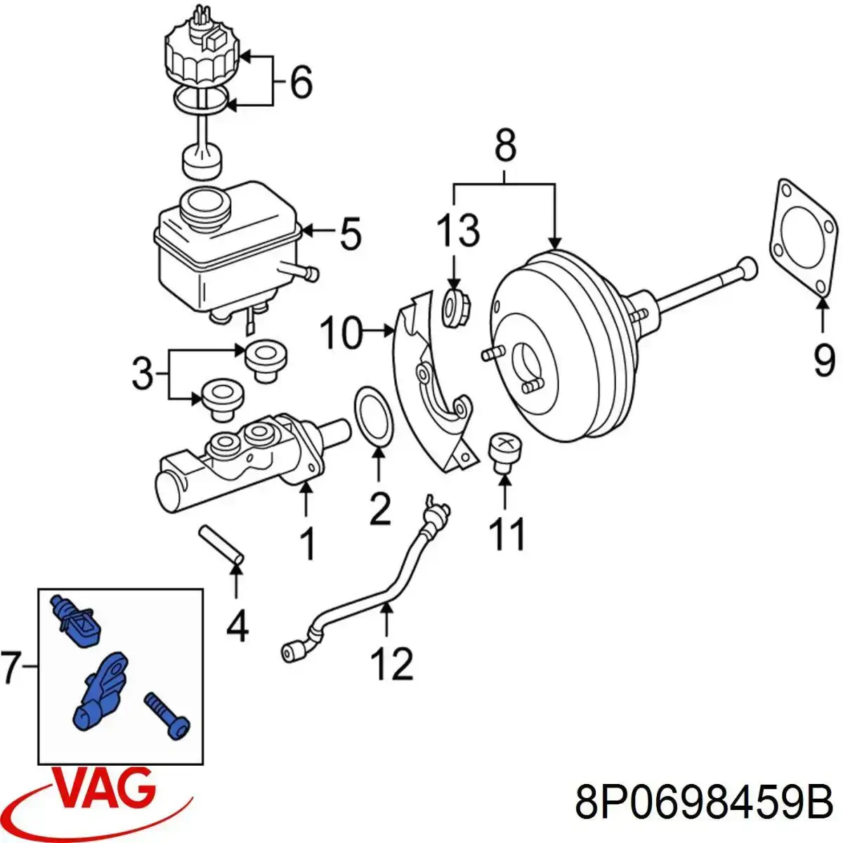 8P0698459B VAG interruptor luz de freno