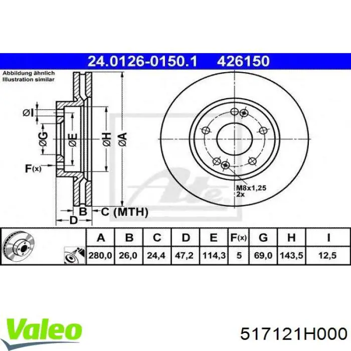 517121H000 VALEO disco de freno delantero