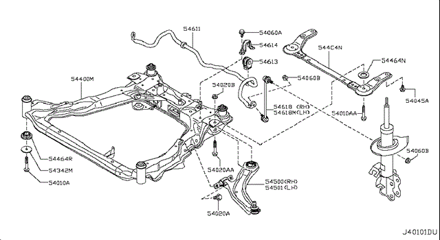 54501JE20A Nissan barra oscilante, suspensión de ruedas delantera ...
