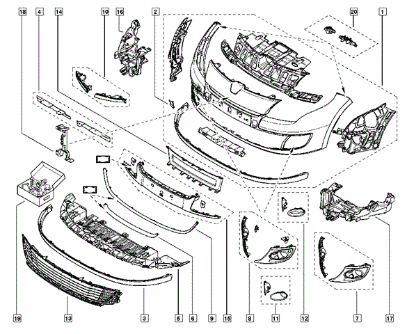 622227190R Renault (RVI) soporte deparachoques delantero derecho