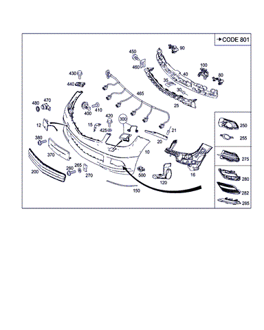 2048850853 Mercedes rejilla de ventilación, parachoques delantero