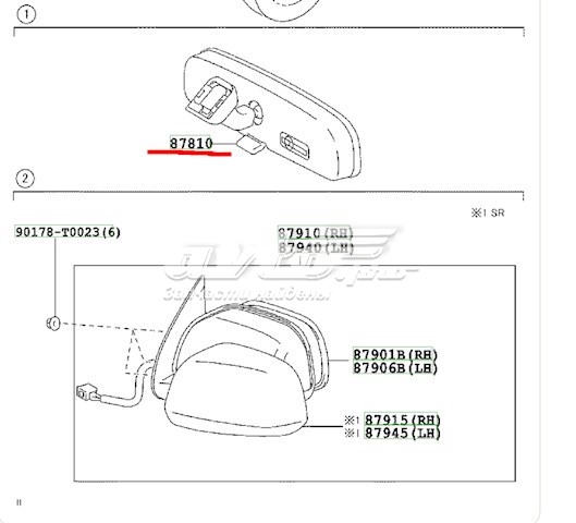 8781006041 TOYOTA Espejo interior