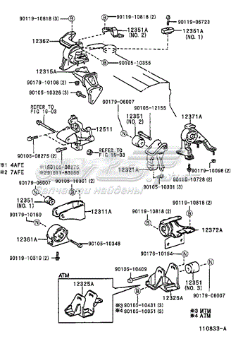 1236102090 Toyota soporte motor delantero