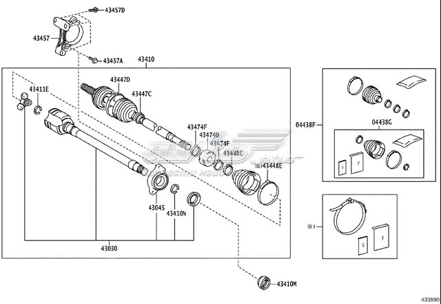 4304564020 Toyota cojinete, palier, eje delantero