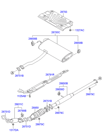 286102S000 Hyundai/Kia silenciador delantero