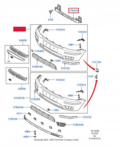 1460510 Ford refuerzo paragolpes delantero