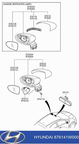 876141w000 Hyundai/Kia luz intermitente de retrovisor exterior ...
